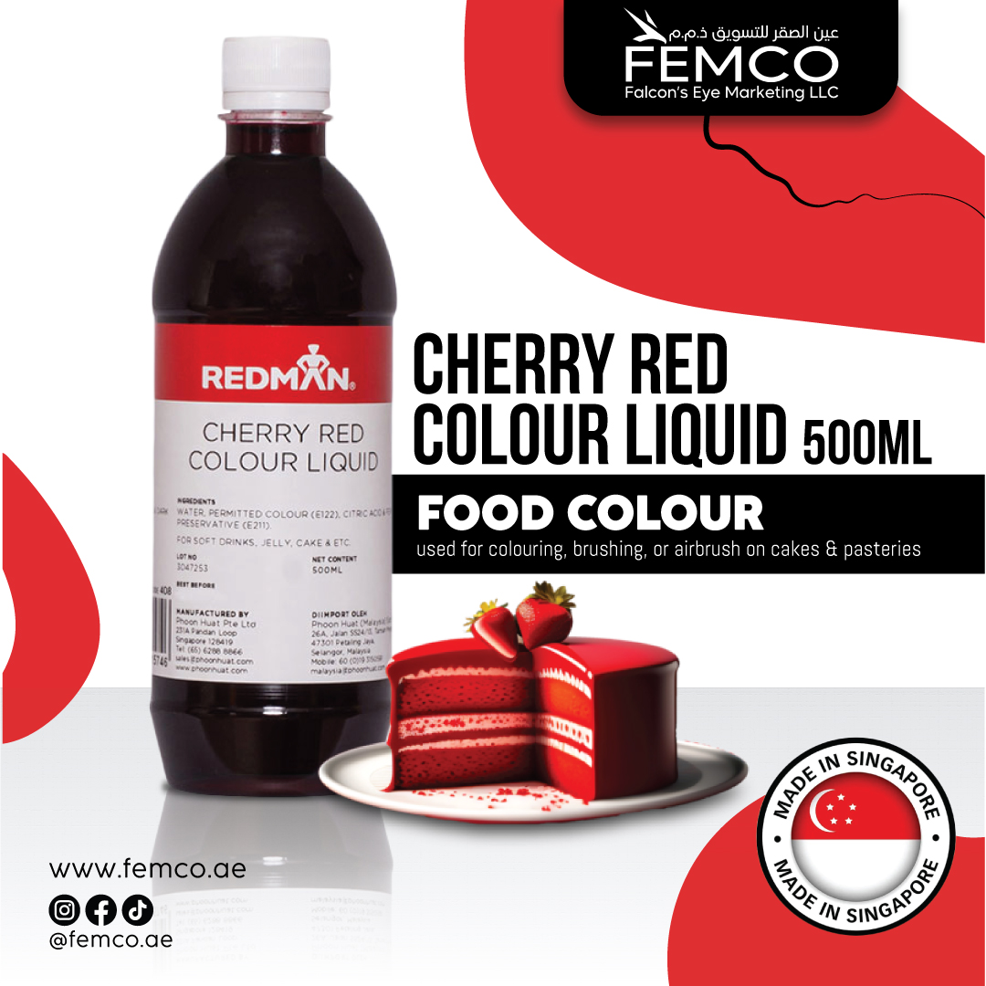 Colour Liquid Cherry Red Bottle of 500ml – Falcons Eye Marketing L.L.C